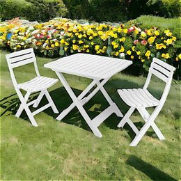 Outdoor-Set bestehend aus: 2 Stühlen und 1 Tisch, Made in Italy, Farbe weiß - Dmora