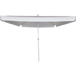 Regenschirm mit mittig schwenkbarer Stahlstange, weißes Polyestertuch, Maße 200 x 250 x 200 cm - Dmora