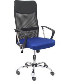 Piqueras Y Crespo - Gontar Stuhl mit schwarzer Netzrückenlehne und blauem Sitz