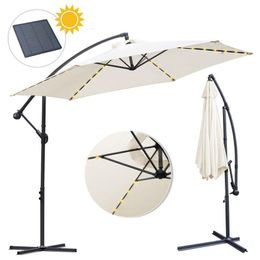 HENGDA - 3.5m Sonnenschirm mit led Solar Ampelschirm Balkonschirm Marktschirm UV40+ Gartenschirm.Beige