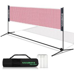HENGDA - Badmintonnetz Höhenverstellbar Tennisnetz Federballnetz Volleyballnetz Tragbares Trainingsnetz mit Tragetasche 310cm breit - Rot