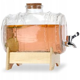 Fass mit Hahn, fassförmiger Getränkespender aus Glas, Fass mit Zapfhahn, transparenter Spender mit H