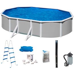 my POOL BWT Ovalpool B 300 x L 500 x H 120 cm (Spar-Set, 6-tlg), mit Solardusche, grau