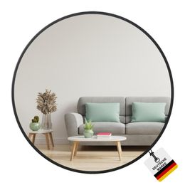 ALBATROS Spiegel rund schwarz mit Metallrand, 60cm Durchmesser, für Wohnzimmer, Badezimmer, Flur, Schlafzimmer, groß, Wand