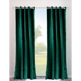 Vorhang Velvet Uni, my home, Ösen (2 St), blickdicht, Polyester, Samt, 2-er Set, Vorhang, edel, einfarbig, grün