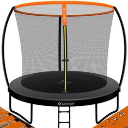 Kesser® Trampolin Gartentrampolin TÜV Rheinland GS Zertifiziert Kindertrampolin bis 150 kg Komplettset mit Sicherheitsnetz, Leiter, Randabdeckung & Zubehör