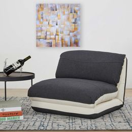 Schlafsessel MCW-E68, Schlafsofa Funktionssessel Klappsessel Relaxsessel, Stoff/Textil ~ creme/schwarz