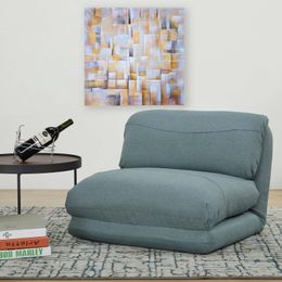 Schlafsessel MCW-E68, Schlafsofa Funktionssessel Klappsessel Relaxsessel, Stoff/Textil ~ grau-blau