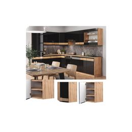 VICCO Eckhängeschrank Küchenschrank Küchenmöbel Fame-Line Eiche Schwarz 57 cm modern Hochglanz