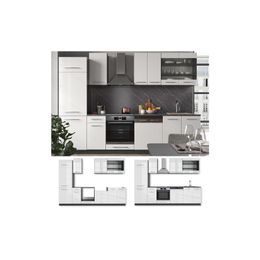 VICCO Küche Fame-Line 300 cm Küchenzeile Küchenblock Einbau Weiß Hochglanz