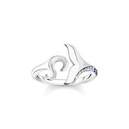 Thomas Sabo Ring Schwanzflosse und Welle mit blauen Steinen