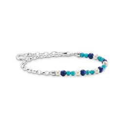 Thomas Sabo Charm-Armband mit blauen Beads und weißen Perlen Silber