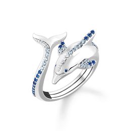 Thomas Sabo Ring Delfin mit blauen Steinen