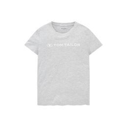 Tom Tailor Mädchen T-Shirt mit Logo Print, grau, Logo Print, Gr. 128