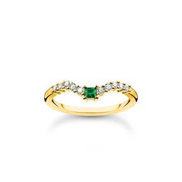 Thomas Sabo Ring grüner Stein mit weißen Steinen gold