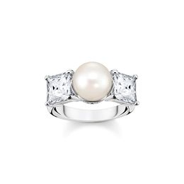 Thomas Sabo Ring Perle mit weißen Steinen silber