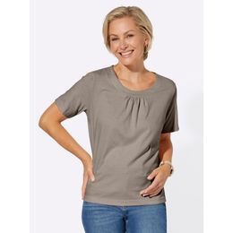 Kurzarmshirt "Shirt" Gr. 50, grau (taupe, taupe, weiß, bedruckt) Damen Shirts Jersey