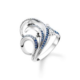 Thomas Sabo Ring Welle mit blauen Steinen