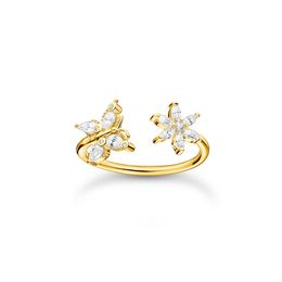 Thomas Sabo Ring Schmetterling mit Blume weiße Steine gold