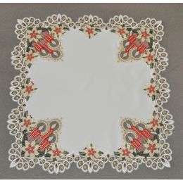 Mitteldecke Stickereien Plauen "Tischdecke Kerzenschein" Tischdecken Gr. B/L: 80 cm x 80 cm, bunt (rot, grün, weiß) Mitteldecken