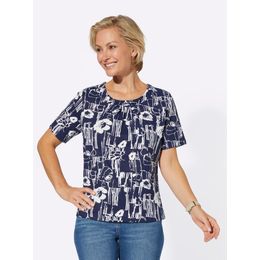 Kurzarmshirt "Shirt" Gr. 48, blau (marine, marine, weiß, bedruckt) Damen Shirts Jersey