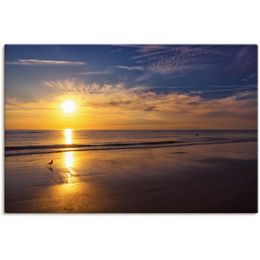 Wandbild Artland "Sonnenuntergang SPO" Bilder Gr. B/H: 90 cm x 60 cm, Leinwandbild Strand, 1 St., orange Kunstdrucke
