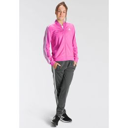 Trainingsanzug adidas Sportswear "ESSENTIALS 3-STREIFEN" Gr. 128, pink (semi lucid fuchsia, clear pink) Kinder Sportanzüge Trainingsanzüge