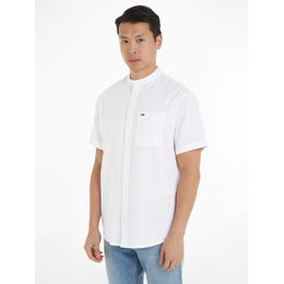 Kurzarmhemd Tommy Jeans "TJM REG MAO LINEN BLEND SS SHIRT" Gr. XXL, N-Gr, weiß (white) Herren Hemden Kurzarm