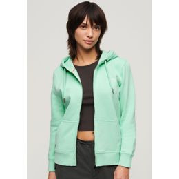 Kapuzensweatjacke Superdry "ESSENTIAL LOGO ZIP HOODIE" Gr. XXS, grün (beach glass green) Damen Sweatjacken