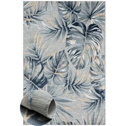 Teppich MyFlair MÖBEL & ACCESSOIRES "Sol" Teppiche Gr. B/L: 140 cm x 200 cm, 8 mm, 1 St., blau (grau,blau,gold) Esszimmerteppiche