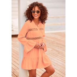 Longbluse Lascana Gr. 32/34, orange (papaya) Damen Blusen Strandblusen