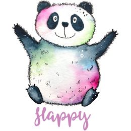 Wandtattoo Wall-Art "Happy Panda" Wandtattoos Gr. B/H: 74 cm x 90 cm, Tiere, bunt Wandtattoos Tiere