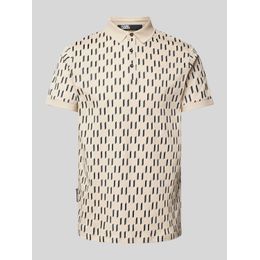 K by KARL LAGERFELD Slim Fit Poloshirt mit Allover-Logo-Muster