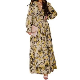 ZWY Dirndl Minikleid in A-Linie mit V-Ausschnitt und Tasche für den Sommer (M-XL) Boho-Kleid
