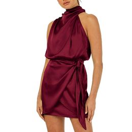 ZWY Satinkleid Neckholder-Kleid aus Satin