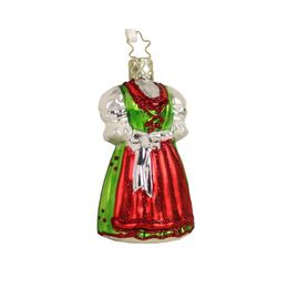 Inge Glas INGE-GLAS® Christbaumschmuck INGE-GLAS Weihnachts-Anhänger rot grünes Dirndl (1-tlg)