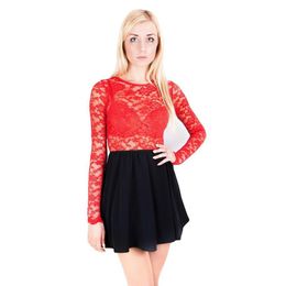 Sarcia.eu Minikleid John Zack Schwarz-rotes Minikleid Spitze/Chiffon M