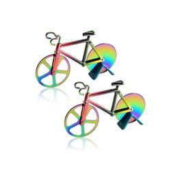 Henreal Pizzaschneider 2x origineller Rollschneider im Design eines Fahrrad