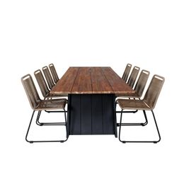 ebuy24 Garten-Essgruppe Doory Gartenset Tisch 100x250cm und 8 Stühle stabe