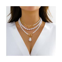 AquaBreeze Kette ohne Anhänger Elegante Perle Damen Halskette charmant Temperament Halskette (1-tlg)