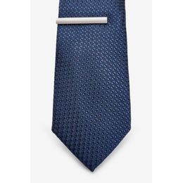next Krawatte Schmale Krawatte aus Recyclingpolyester + Klammer (2-St)