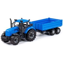 Polesie Spielzeug-Traktor Traktor Progress m. Kippanhänger blau Schwungrad