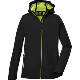 Killtec® Softshelljacke, Kapuze, Kontrastreißverschlüsse, für Kinder, schwarz, 152