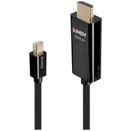 Lindy Anschlusskabel Mini DisplayPort Stecker, HDMI-A Stecker 2.00 m Schwarz 40912 DisplayPort-Kabel