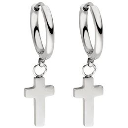 PURELEI Paar Creolen Schmuck Geschenk Cross Kreuz Ohrringe, silberfarben