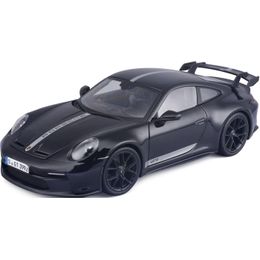 Maisto® Sammlerauto 1:18 Porsche 911 GT3, ´23, schwarz mit Streifen, Maßstab 1:18, schwarz