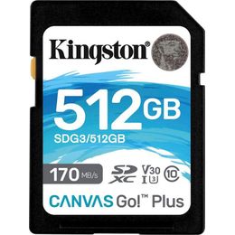 Kingston Canvas Go Plus microSD 512GB + ADP Speicherkarte (512 GB, Video Speed Class 30 (V30)/UHS Speed Class 3 (U3), 170 MB/s Lesegeschwindigkeit), schwarz