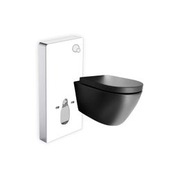 Bernstein WC-Komplettpaket 46: WC B-8030R Schwarz matt mit Soft-Close Sitz & Sanitärmodul 805 Weiß