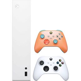 Xbox Spielekonsole "Series S + Controller OPI Sunkissed Vibes" Spielekonsolen schwarz-weiß (weiß, schwarz) Xbox