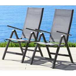 Gartenstuhl Merxx "Amalfi" Stühle Gr. B/H/T: 60 cm x 108 cm x 70 cm, 2 St., Aluminium, schwarz (anthrazit, braun) Gartenstühle